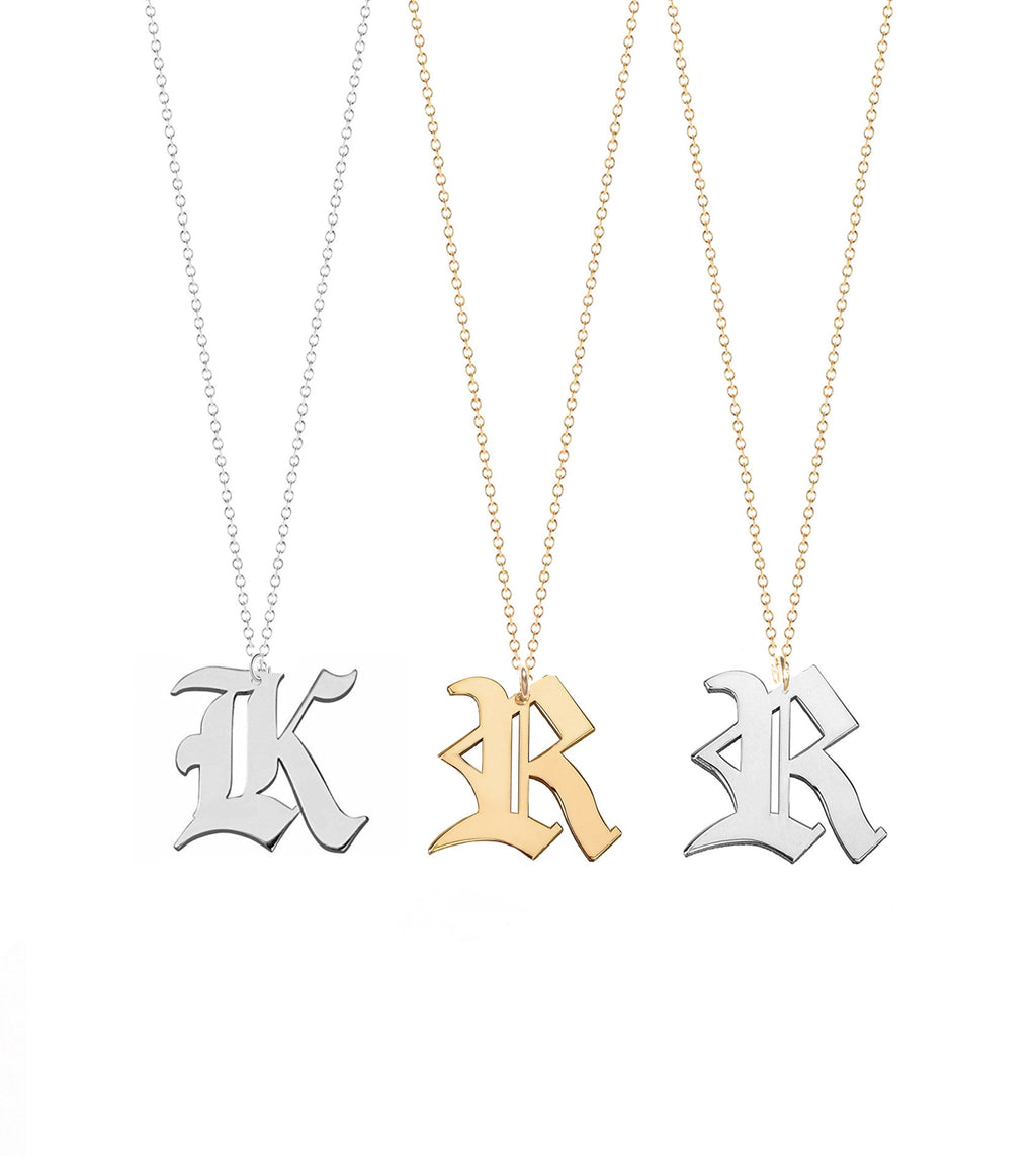 Noah Gothic Initial Necklace – Wholesale Miriam Merenfeld Jewelry